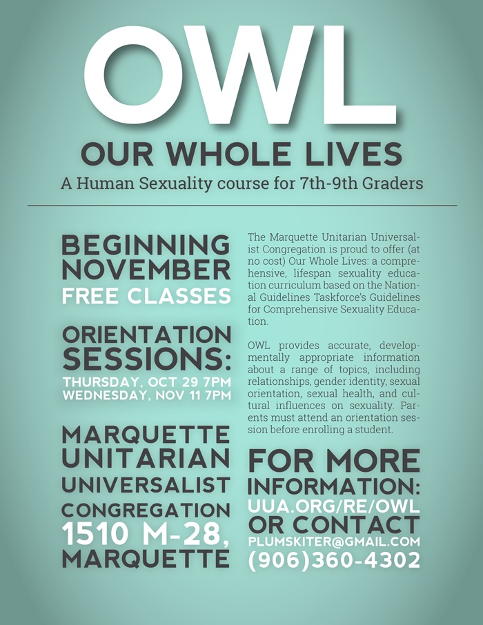 OWL Poster – Marquette Unitarian Universalist Congregation